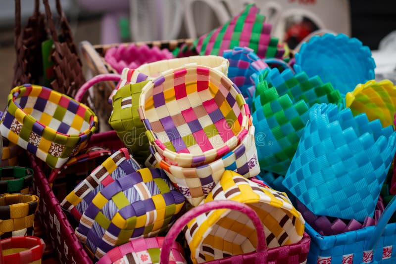 Baskets Weave Plastic Lines .the Baskets are Publicfor Sell Stock Photo ...