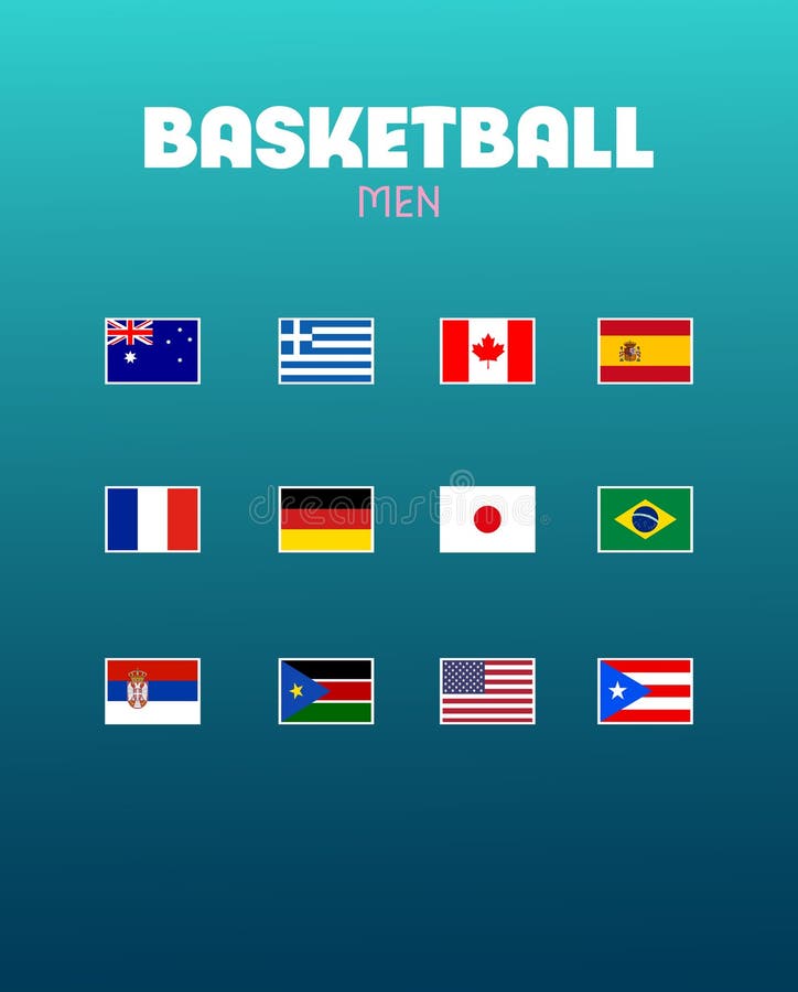 Basketball Men Flags Emblem Games Sport 2024 Abstract Design Stock ...