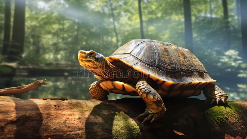 Basking box turtle stock illustration. Illustration of tranquility ...