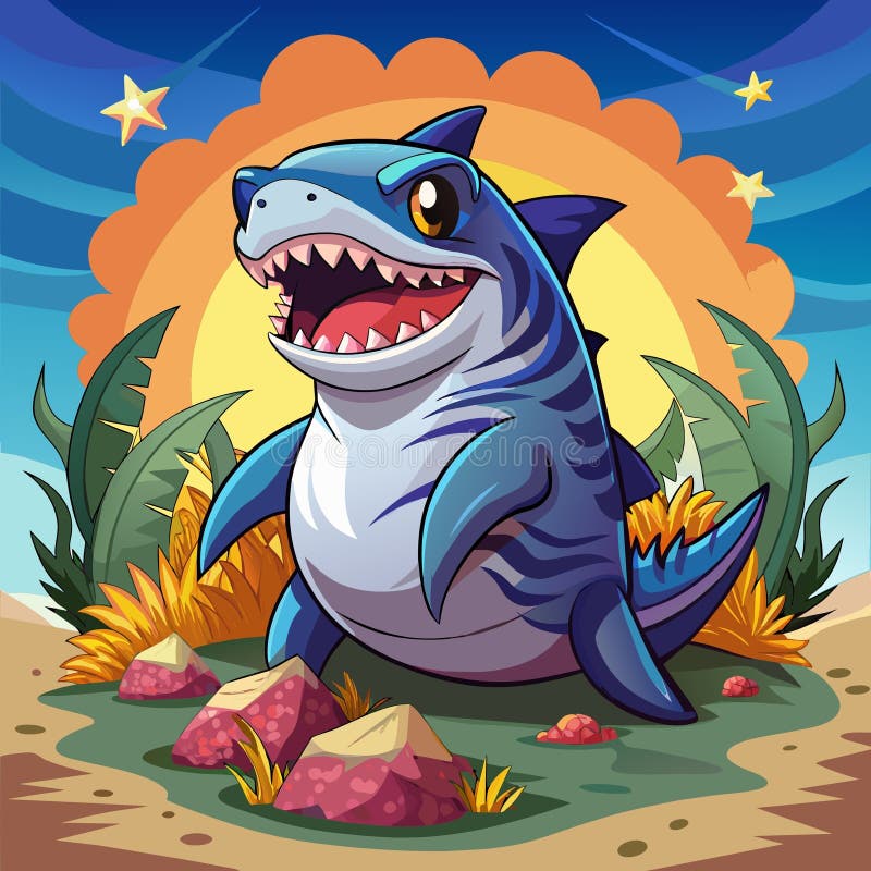 Basking Shark Despicable Sits Bank Vector Stock Vector Illustration Of Vector Decoration