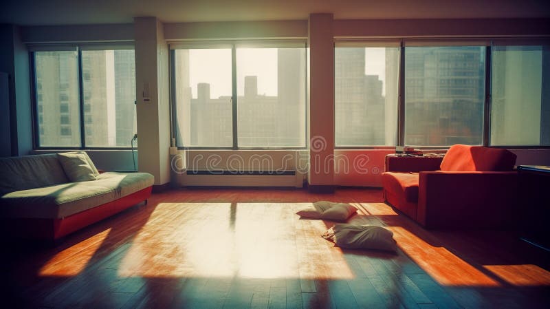 Basking in Sunlight, a Modern Glass Living Room with Spacious Sofas and ...