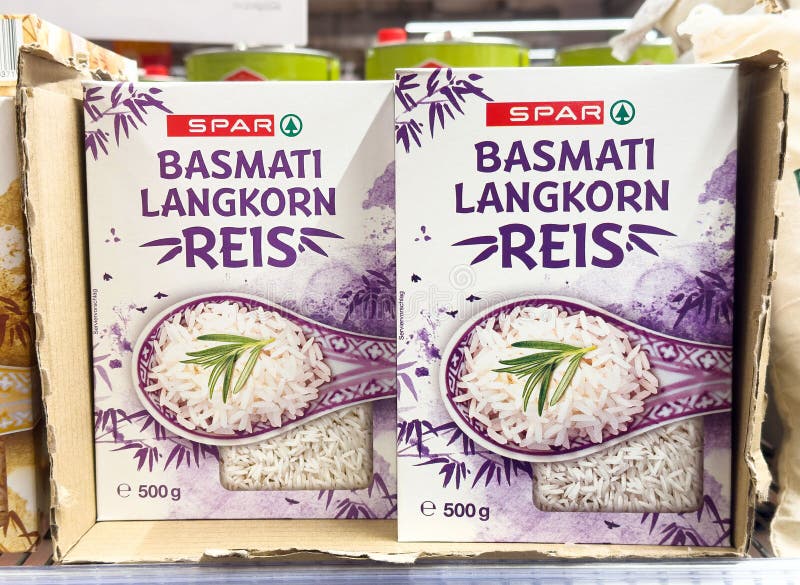 Basmati Langkorn Rice Packaging in Supermarket Display Editorial ...
