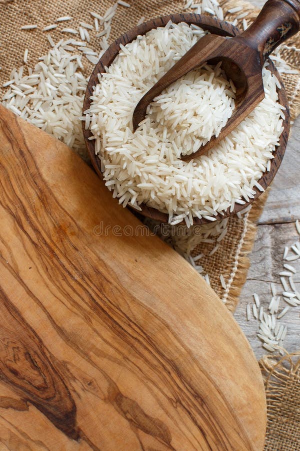 Basmati Rice in a Bowl with a Spoon Stock Photo - Image of ingredient ...