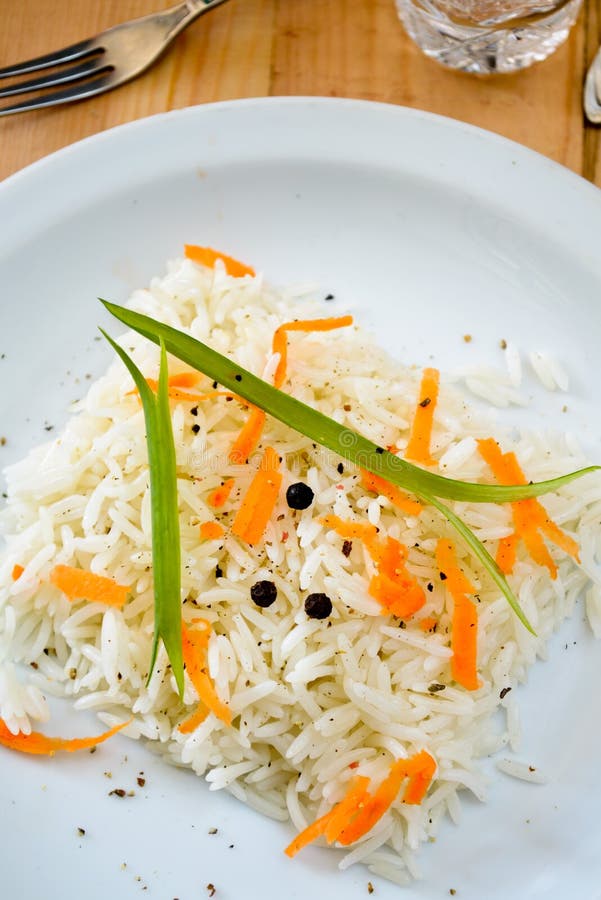 Basmati Rice with Carrot, Chive and Bell Pepper Stock Photo - Image of ...