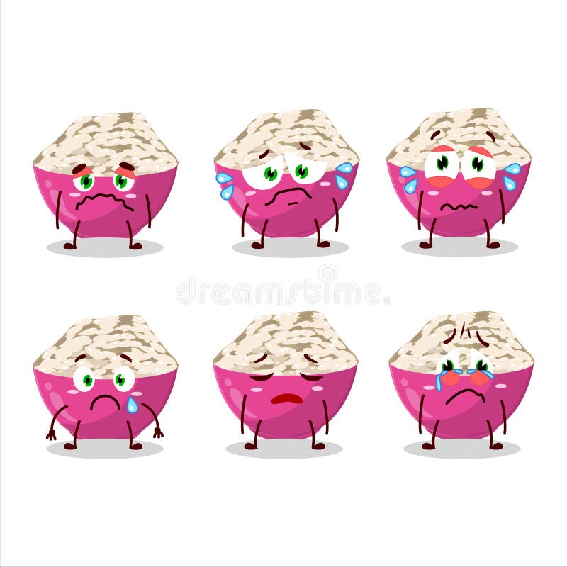 Basmati Rice Cartoon Character with Sad Expression Stock Vector ...