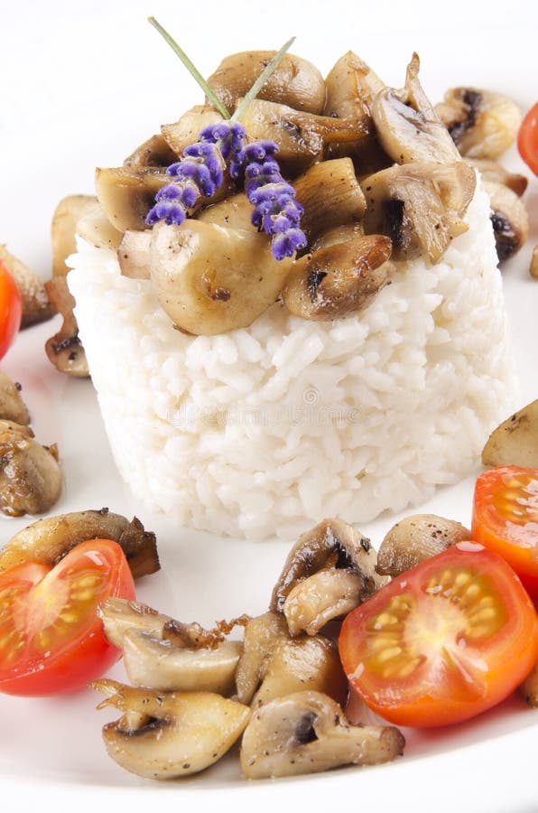 Basmati Rice with Mushroom and Lavender Stock Image - Image of dinner ...
