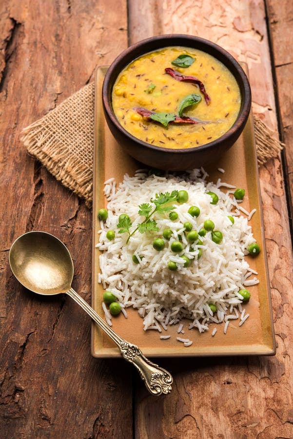 Indian Green Peas Rice or Pulav or Pilaf Stock Photo - Image of colour ...