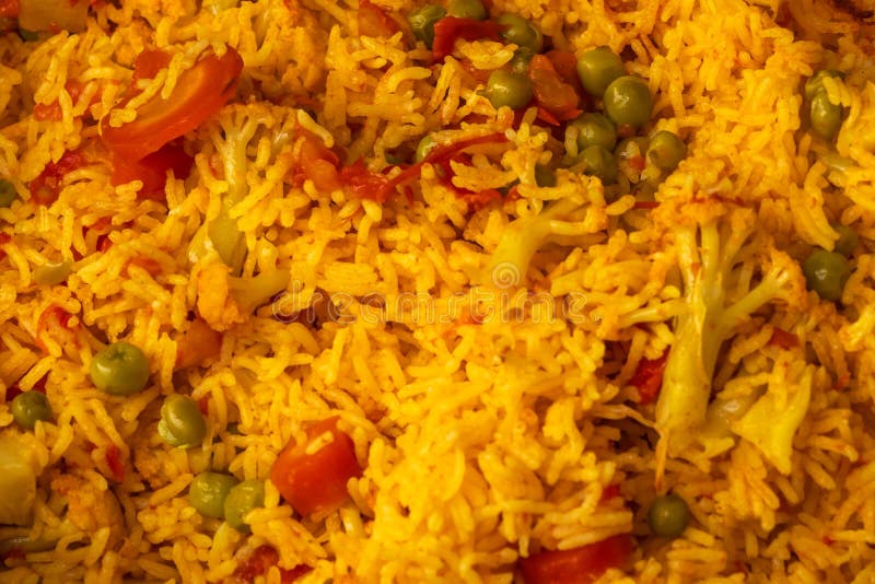 Basmati Rice Vegetable Pulao, Closeup View Stock Image - Image of ...