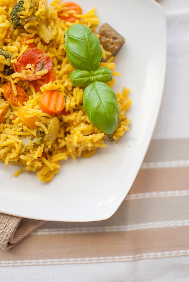 Basmati Rice with Vegetables and Chicken Stock Photo - Image of chicken ...