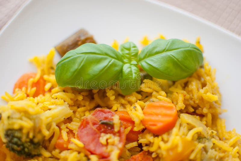 Basmati Rice with Vegetables and Chicken Stock Image - Image of pilau ...