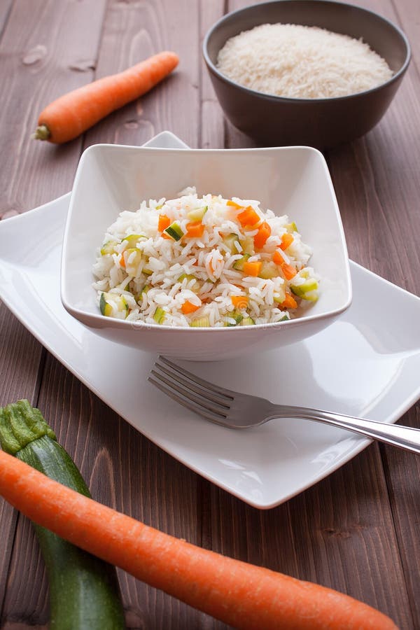 Basmati Rice with veggies stock photo. Image of fork - 26159376