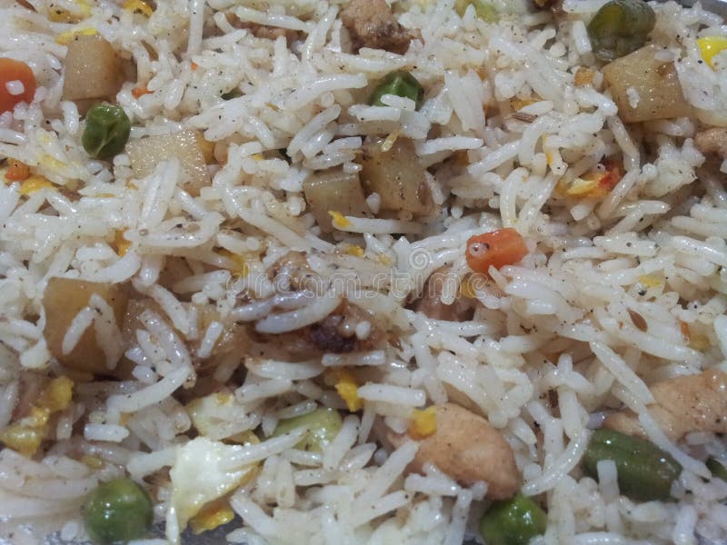 Basmati Rijst Pulao of Pulav Met Erwten, of Plantaardige Rijst Stock ...