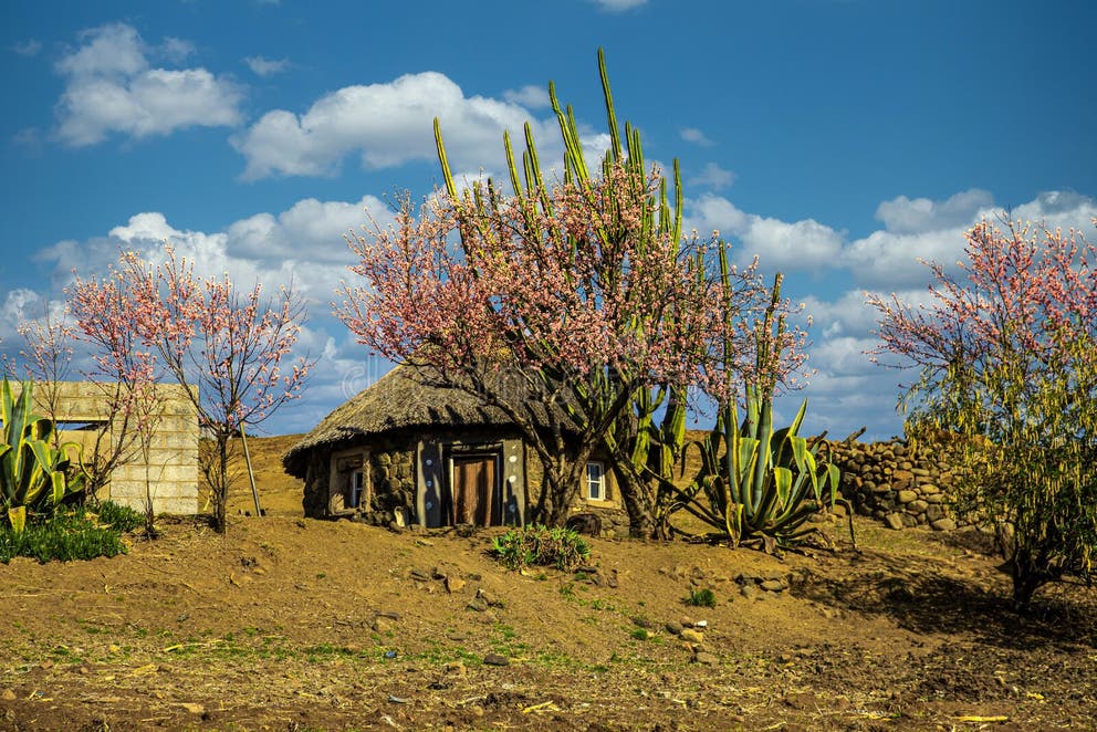 Basotho Hut, Lesotho`s Traditional House Stock Photo - Image of village ...