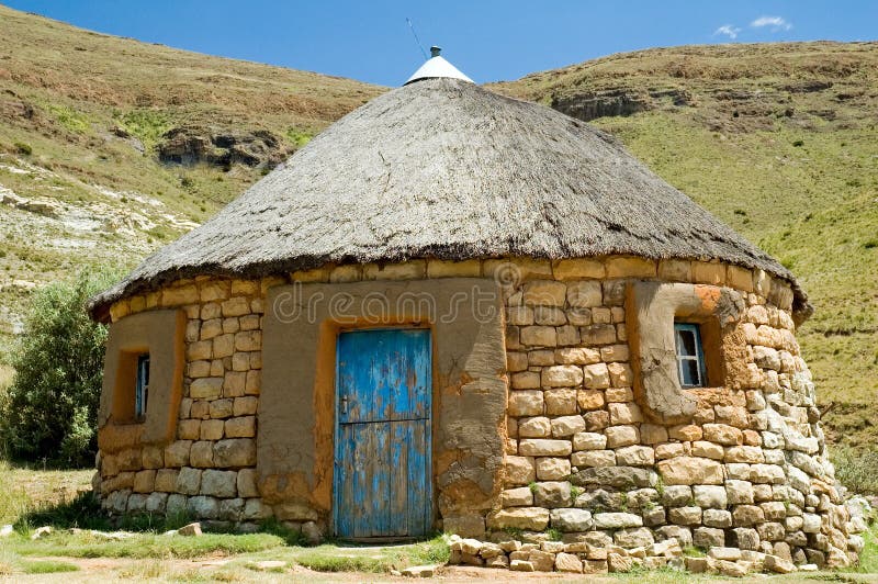Basotho Traditional Sandstone Hut Stock Photo - Image of travel ...