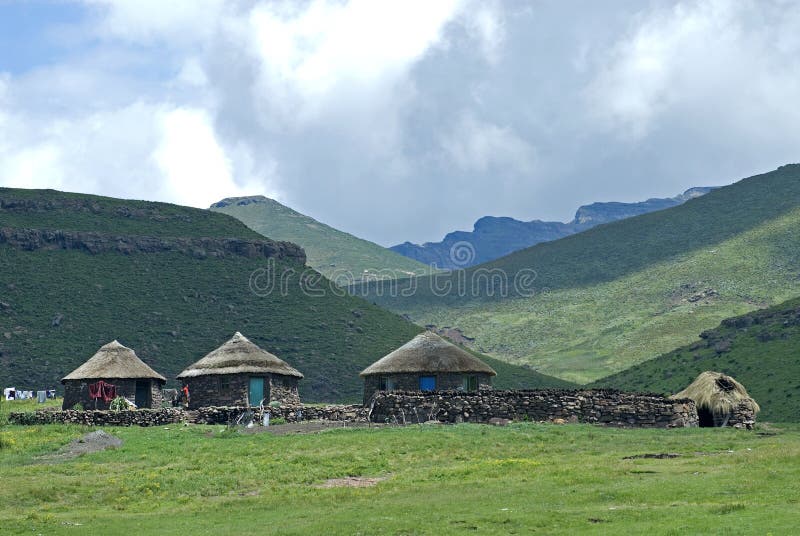 Basotho Traditional Sandstone Hut Stock Photo - Image of travel ...