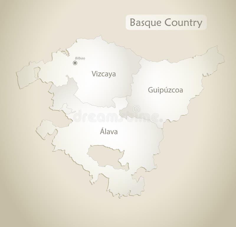 Basque Country Map, Administrative Division with Names, Old Paper ...