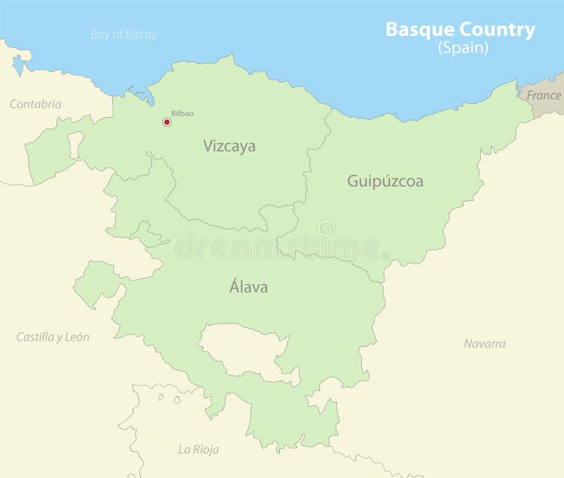 Basque Country Spain Map Colored, Neighboring States and Provinces with ...