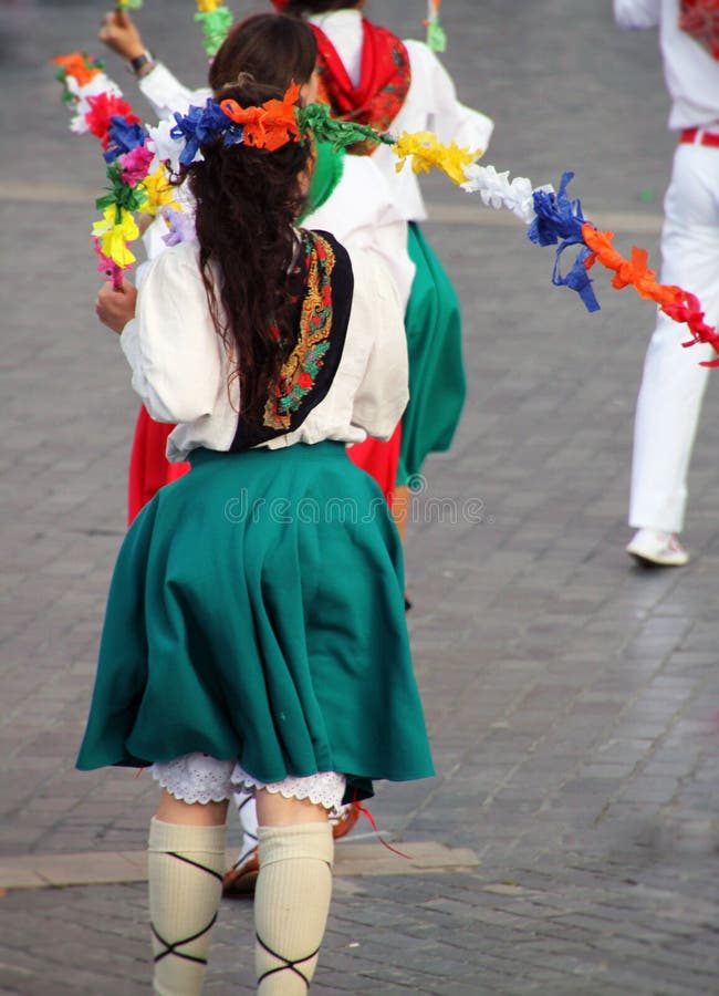 Basque Folk Dance Exhibition Stock Image - Image of dancer, performance ...