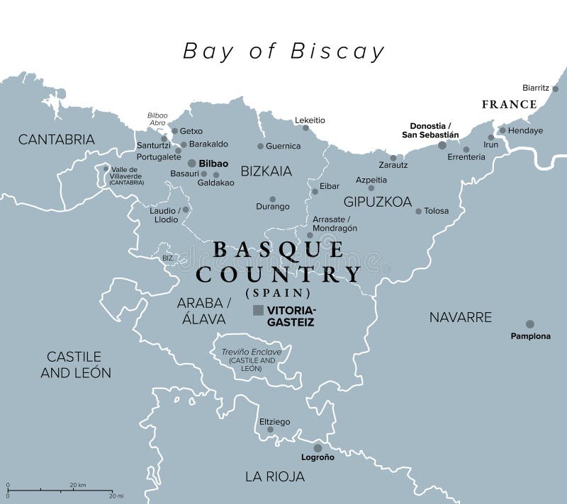Basque Country, Euskadi, Gray Political Map Stock Vector - Illustration ...