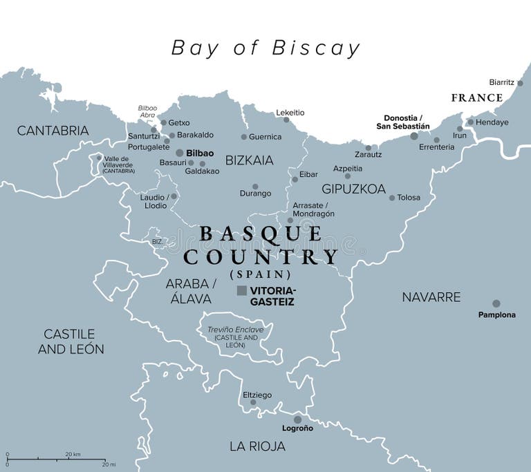Basque Country, Euskadi, Gray Political Map Stock Vector - Illustration ...