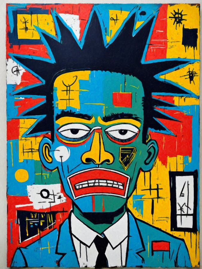 Basquiat Style Painting of a Man AI Stock Illustration - Illustration ...