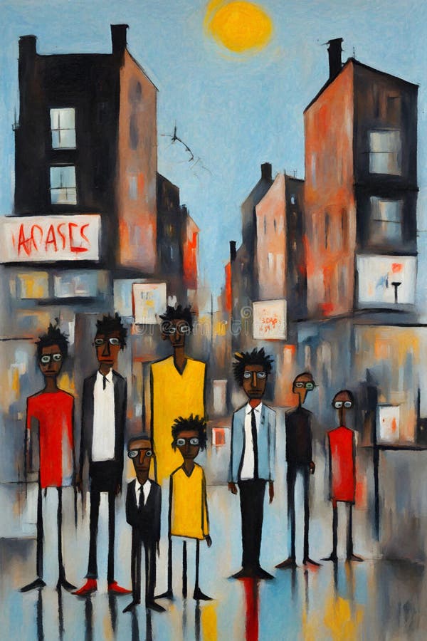 Basquiat Style Painting of a People AI Stock Illustration ...
