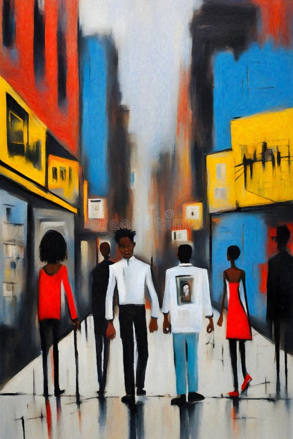 Basquiat Style Painting of a People AI Stock Illustration ...