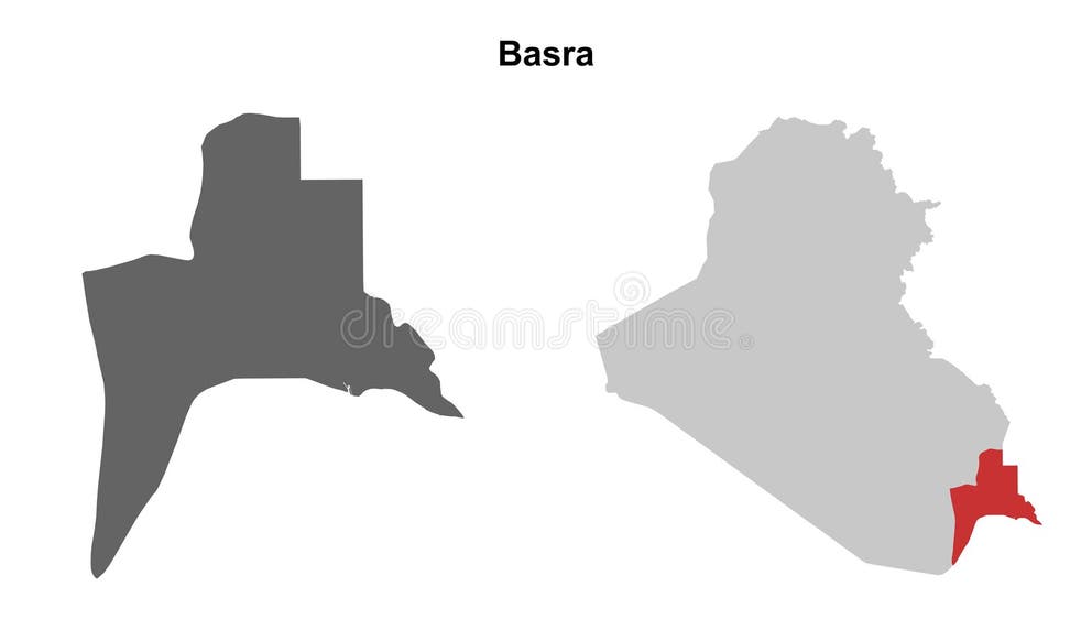 Basra outline map stock vector. Illustration of boundaries - 378870676