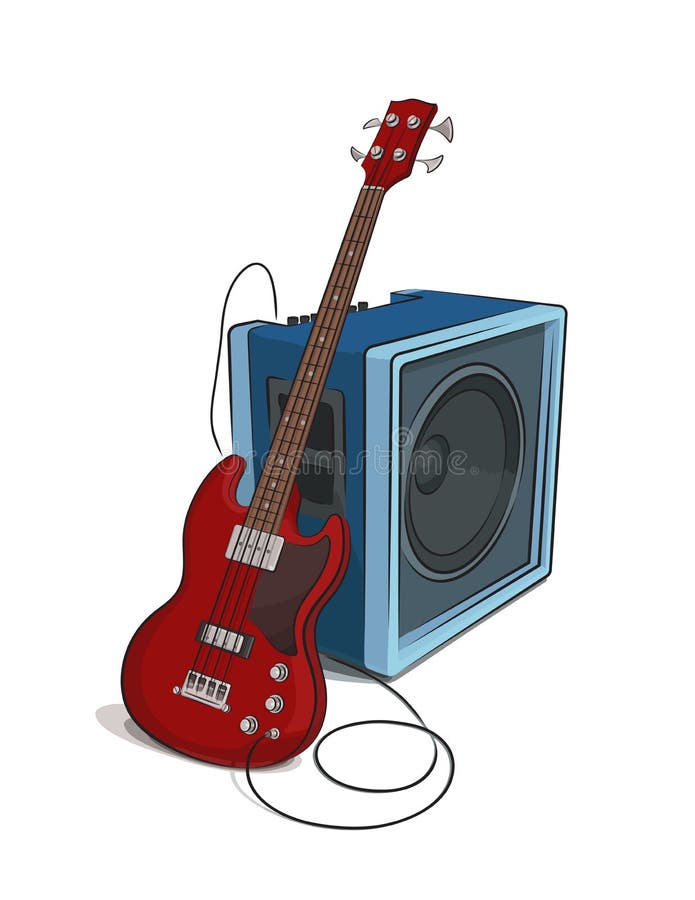Bass and Amplifier Illustration Stock Vector - Illustration of electric ...