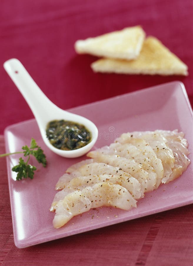 Sea Bass Carpaccio stock photo. Image of garnish, carpaccio - 11734590