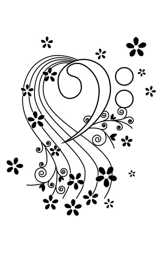 Bass clef stock vector. Illustration of play, flower - 59949311
