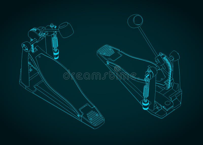 Bass drum pedal blueprints stock vector. Illustration of bass - 359829173
