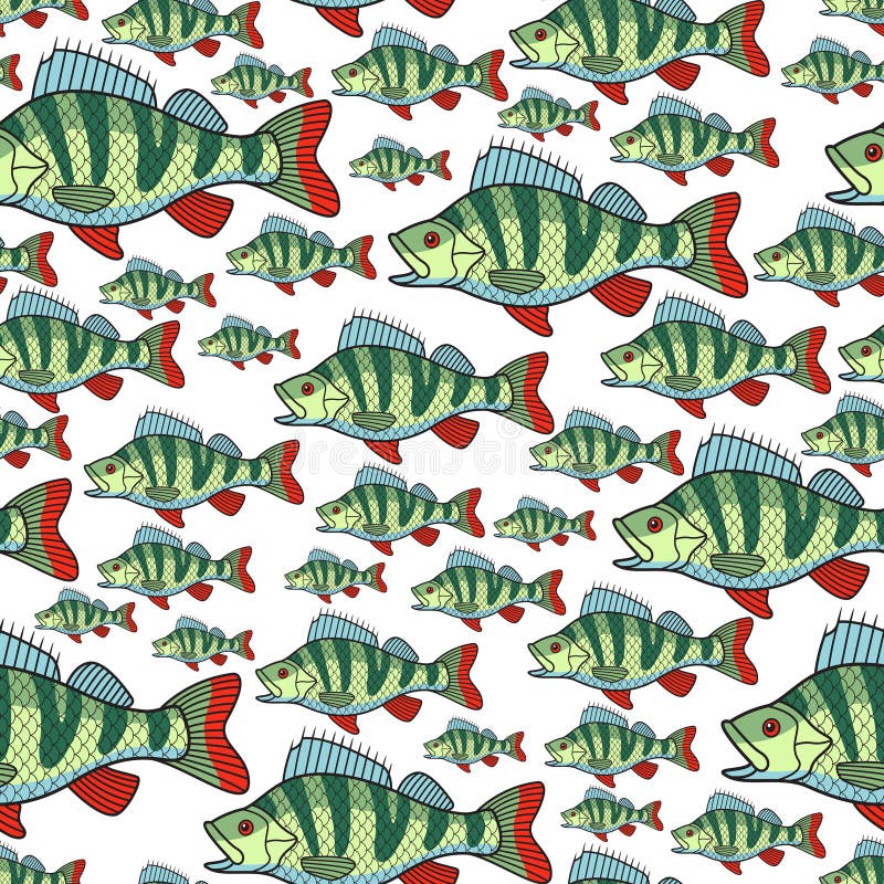 Bass fish repeat pattern stock vector. Illustration of riverine - 92612594