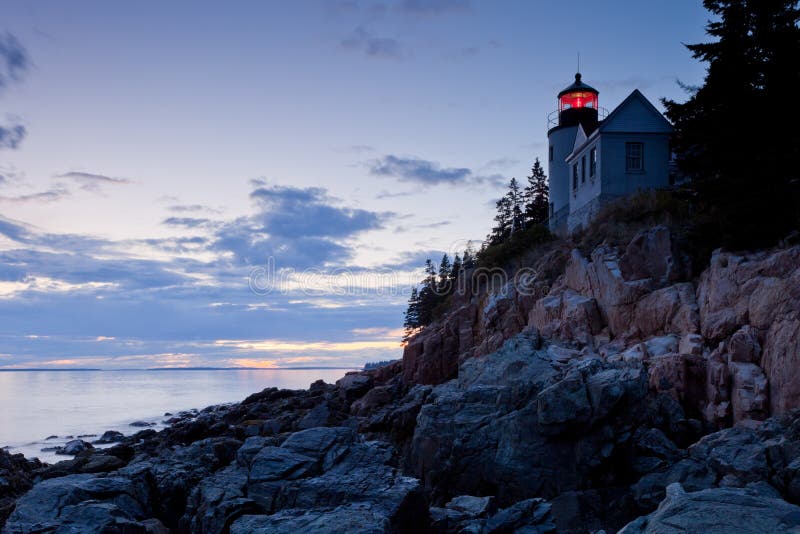 Bass Harbor Head Lighthouse, Acadia NP, Maine, USA at Sunset Stock ...