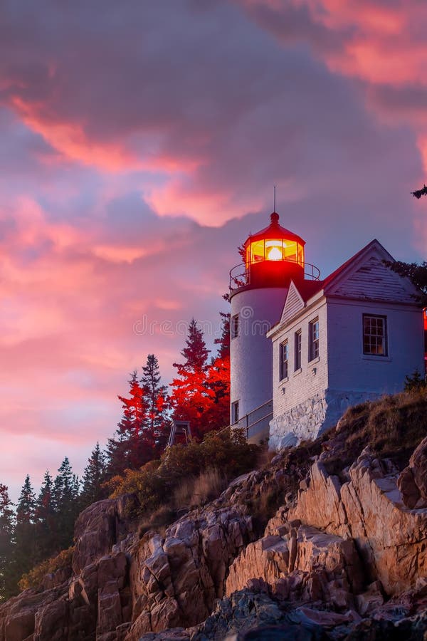 Bass Harbor Lighthouse in Maine Stock Image - Image of summer, maine ...