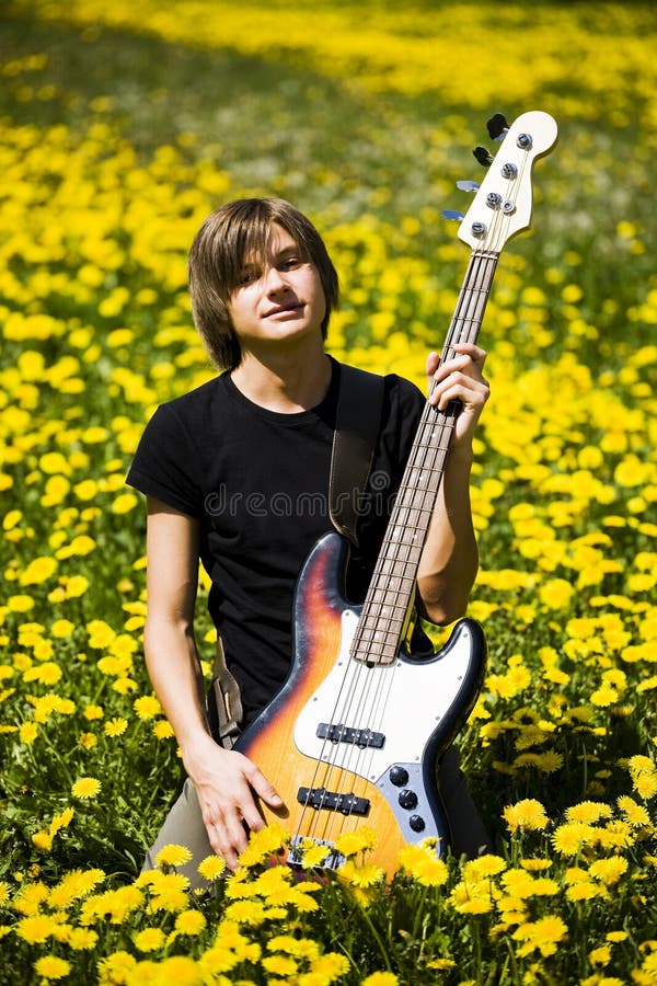 Bass player stock image. Image of guitarist, teenager - 13519495