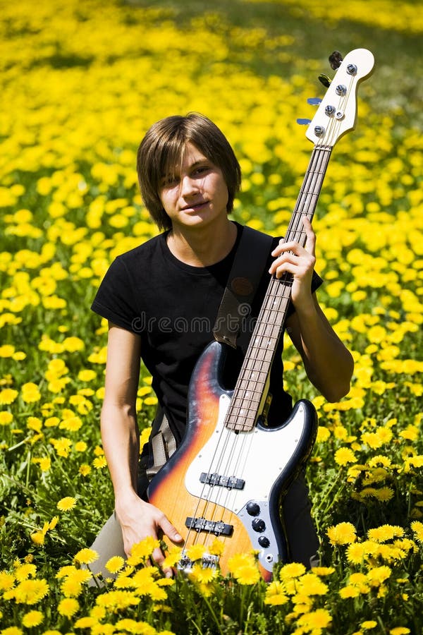 Bass player stock image. Image of musical, teenager, plucking - 13519605