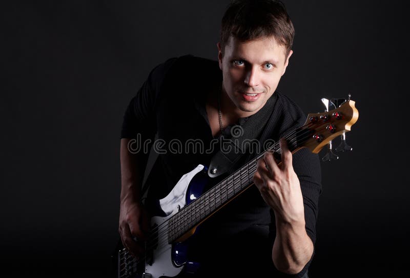 Bass player stock photo. Image of studio, perform, rock - 22317942