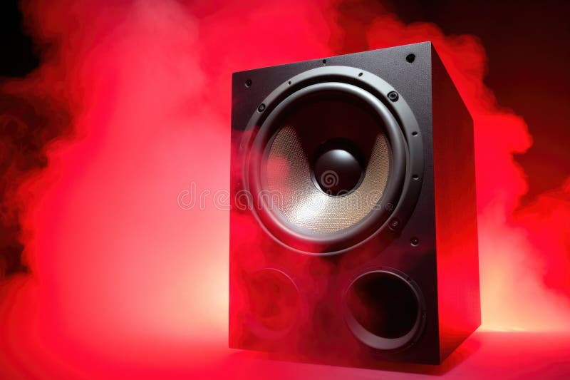 Bass Speaker Pulsating Against a Red Backdrop Stock Image - Image of ...