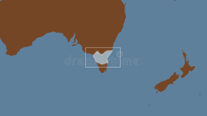 Bass Strait. Solid Map. Patterson Cylindrical. Close-up Stock Video ...
