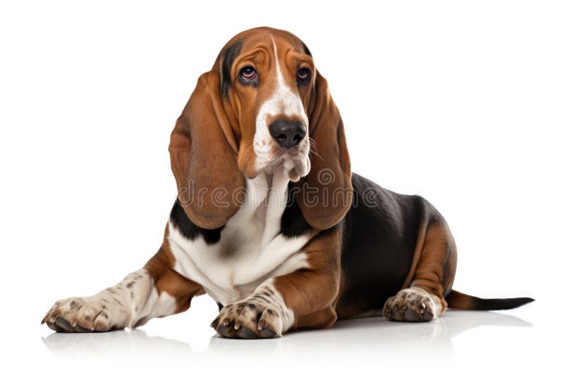 Basset Hound Dog Upright on a White Background Stock Illustration ...