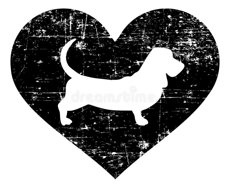 Basset Hound in Heart Black and White Stock Vector - Illustration of ...