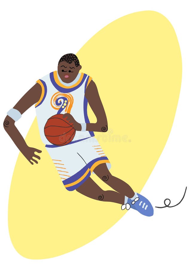 Cartoon Basketball Players Set with Dribbling Motion and Exaggeration ...