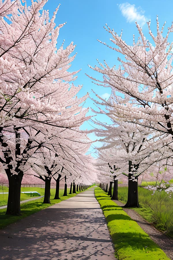 Spring nature blossom stock illustration. Illustration of alley - 290345200