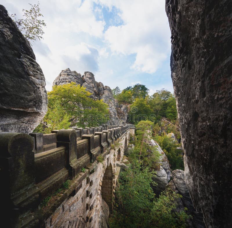 Bastei Bridge (Basteibrucke) - Saxony, Germany Stock Image - Image of ...