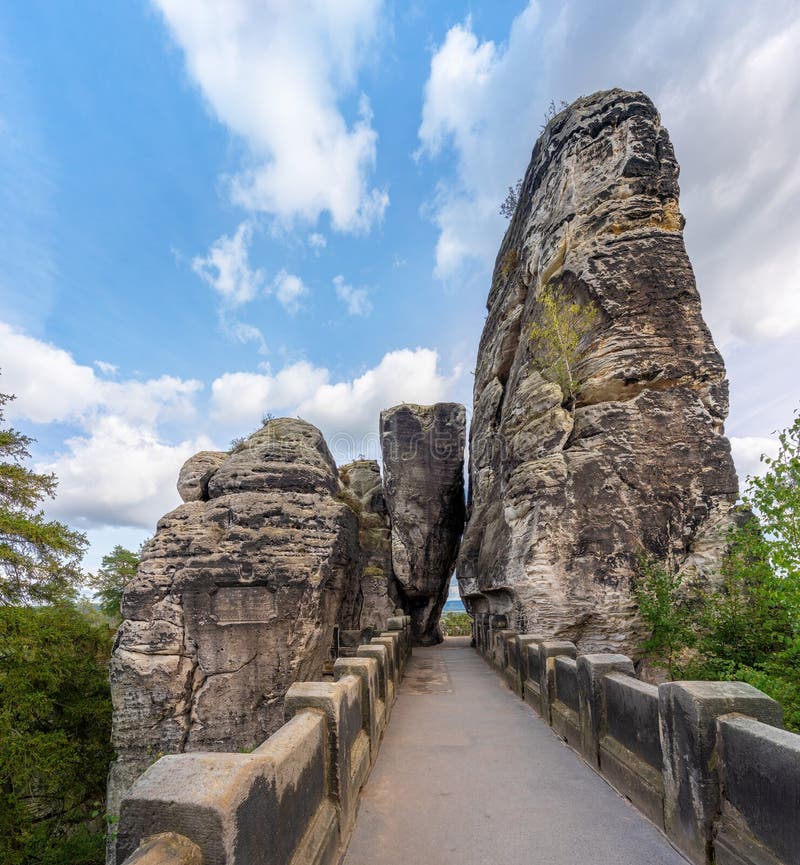 Bastei Bridge (Basteibrucke) - Saxony, Germany Stock Photo - Image of ...