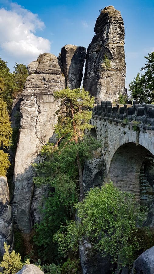 Bastei Bridge, Saxony, Germany Stock Image - Image of switzerland, rock ...
