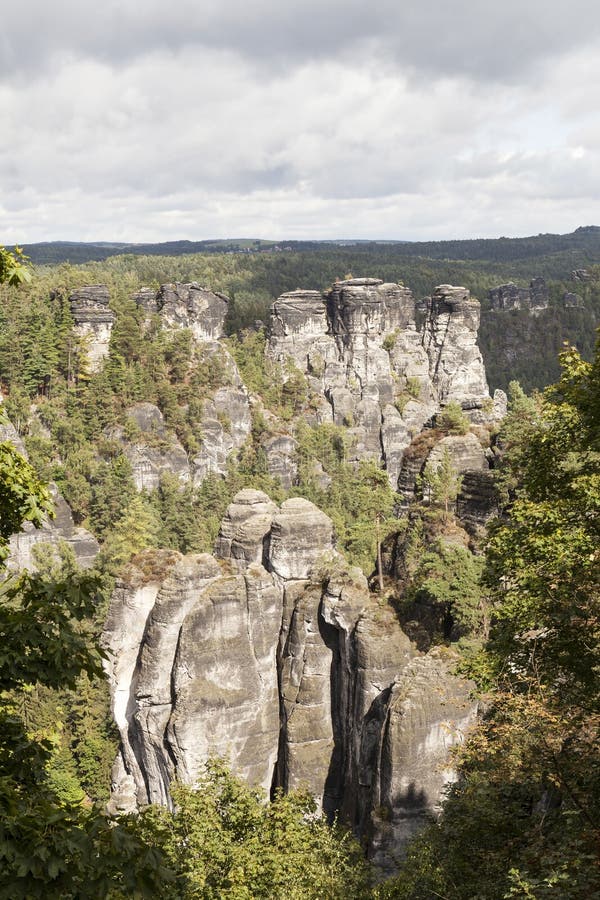 Bastei. Rock Formations. Germany. Stock Image - Image of colors, blue ...
