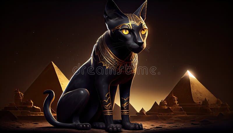 Bastet the cat stock illustration. Illustration of mythology - 293075844