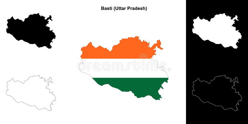 Basti outline map stock vector. Illustration of districts - 368886138
